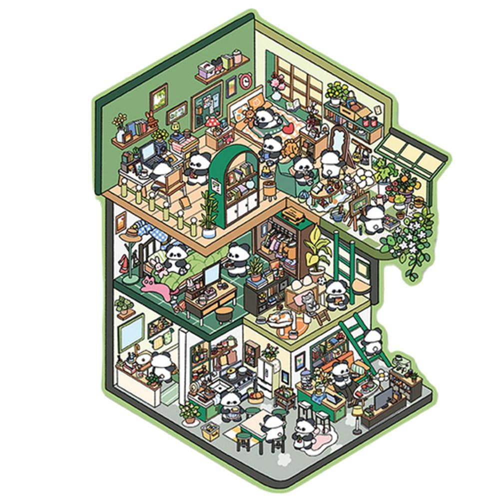 Forest Party 3D Cabin Scene DIY Sticker Landscape Sticker Stacking ...