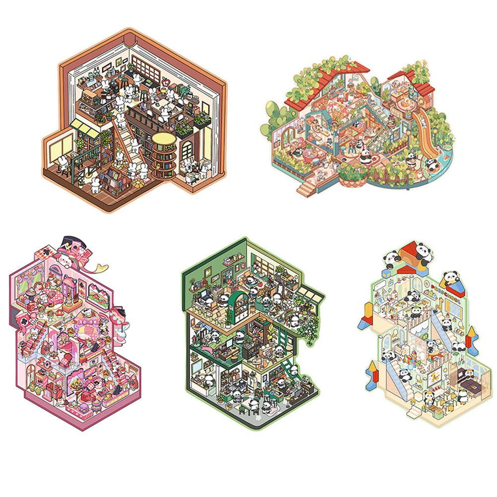 Forest Party 3D Cabin Scene DIY Sticker Landscape Sticker Stacking ...