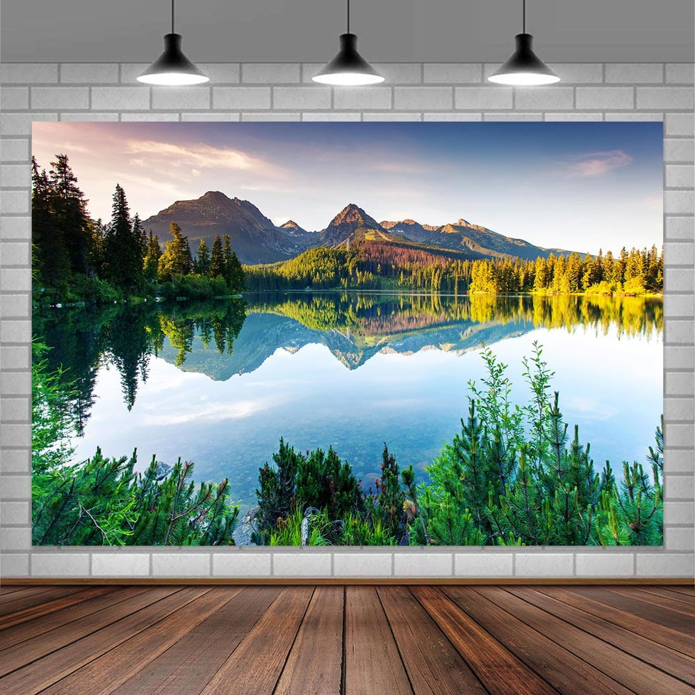 Forest Party Backdrop,7X5Ft Green Nature Lake Water Photography ...
