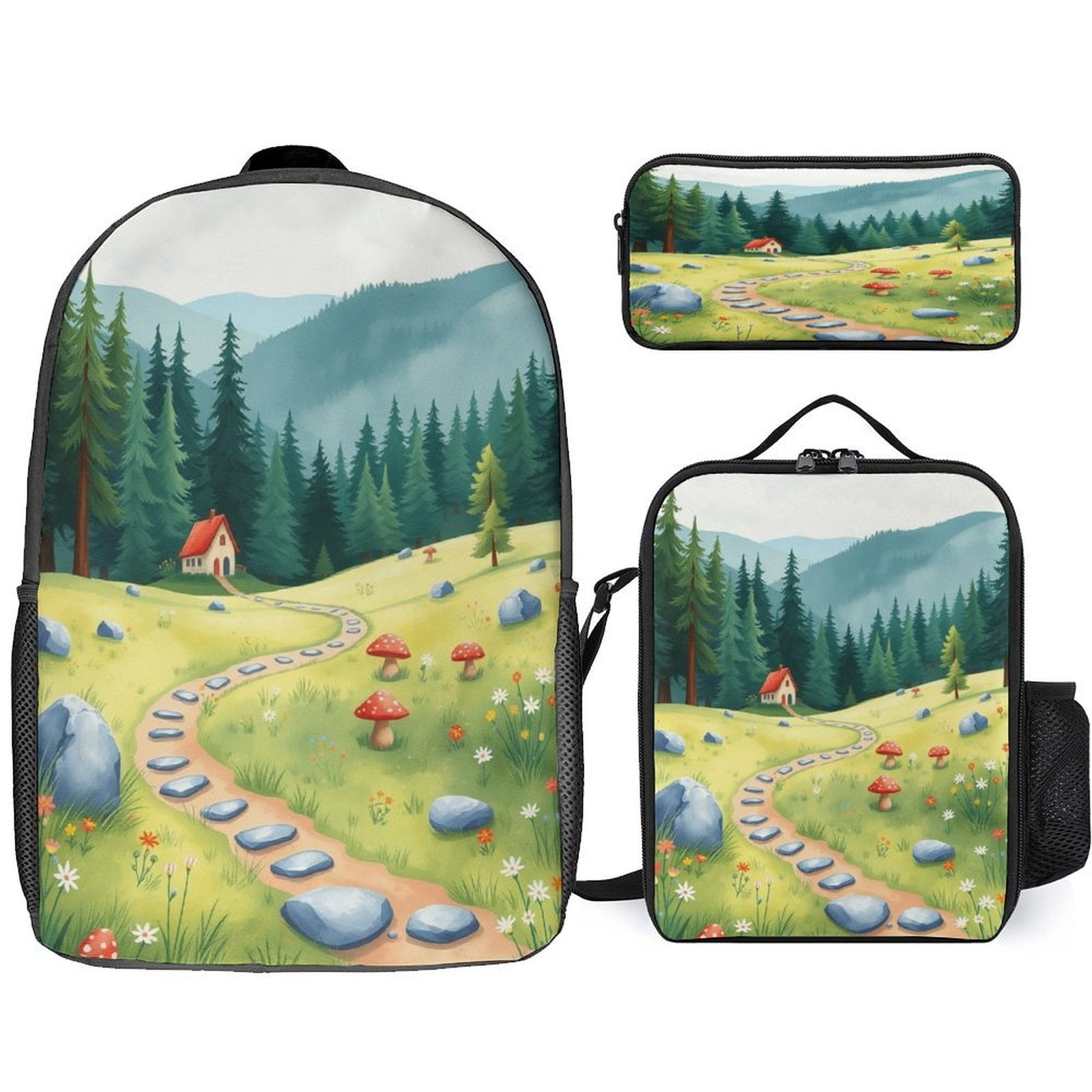 Forest Path Cottage 3pcs/Set Student Travel Bags Laptop Daypack ...