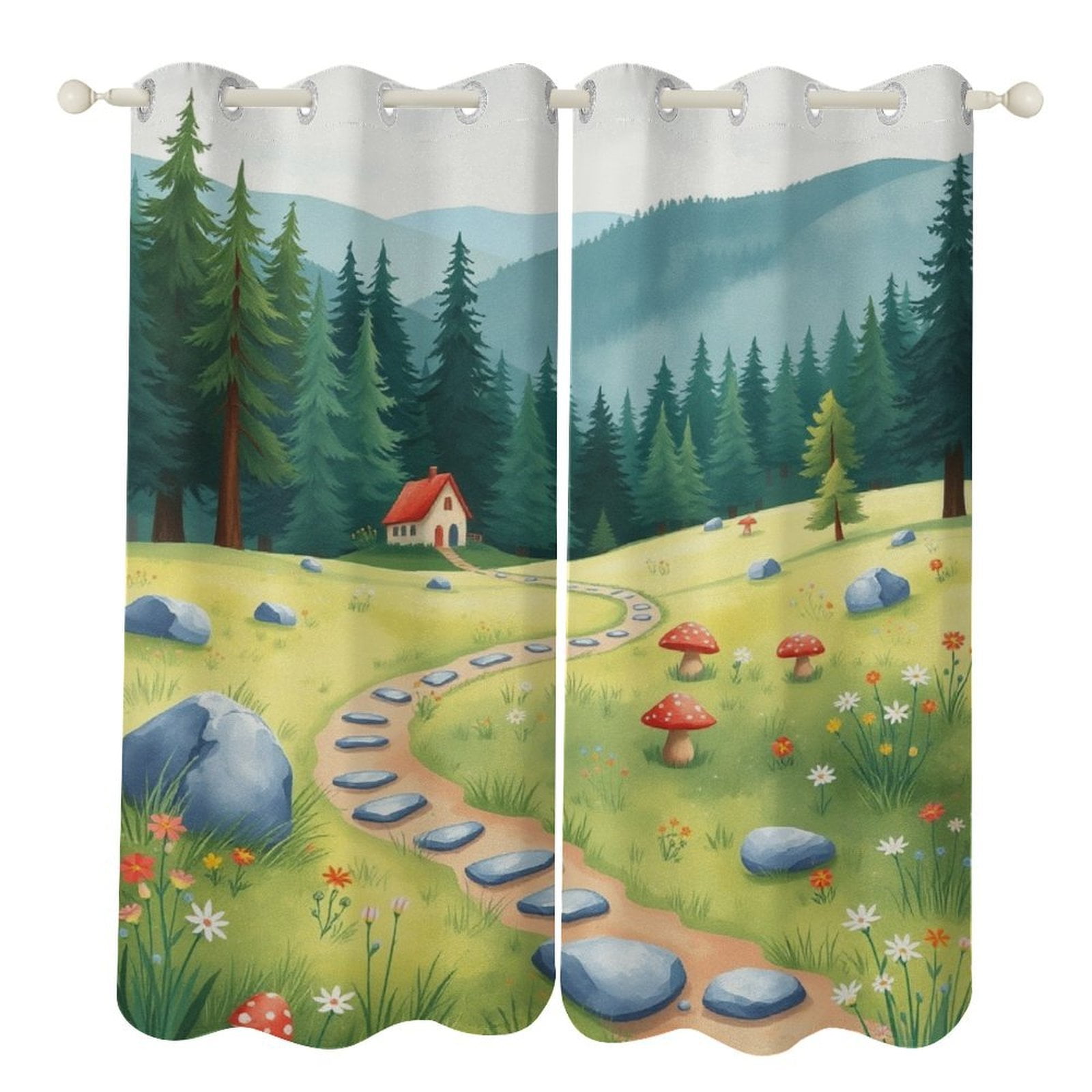 Forest Path Cottage Curtains Outdoor Decor Curtain Panels With Grommets ...
