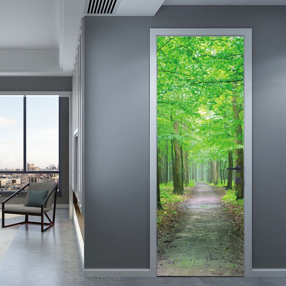Forest Path Door Sticker Bathroom Bedroom Home Decoration Door Cover ...