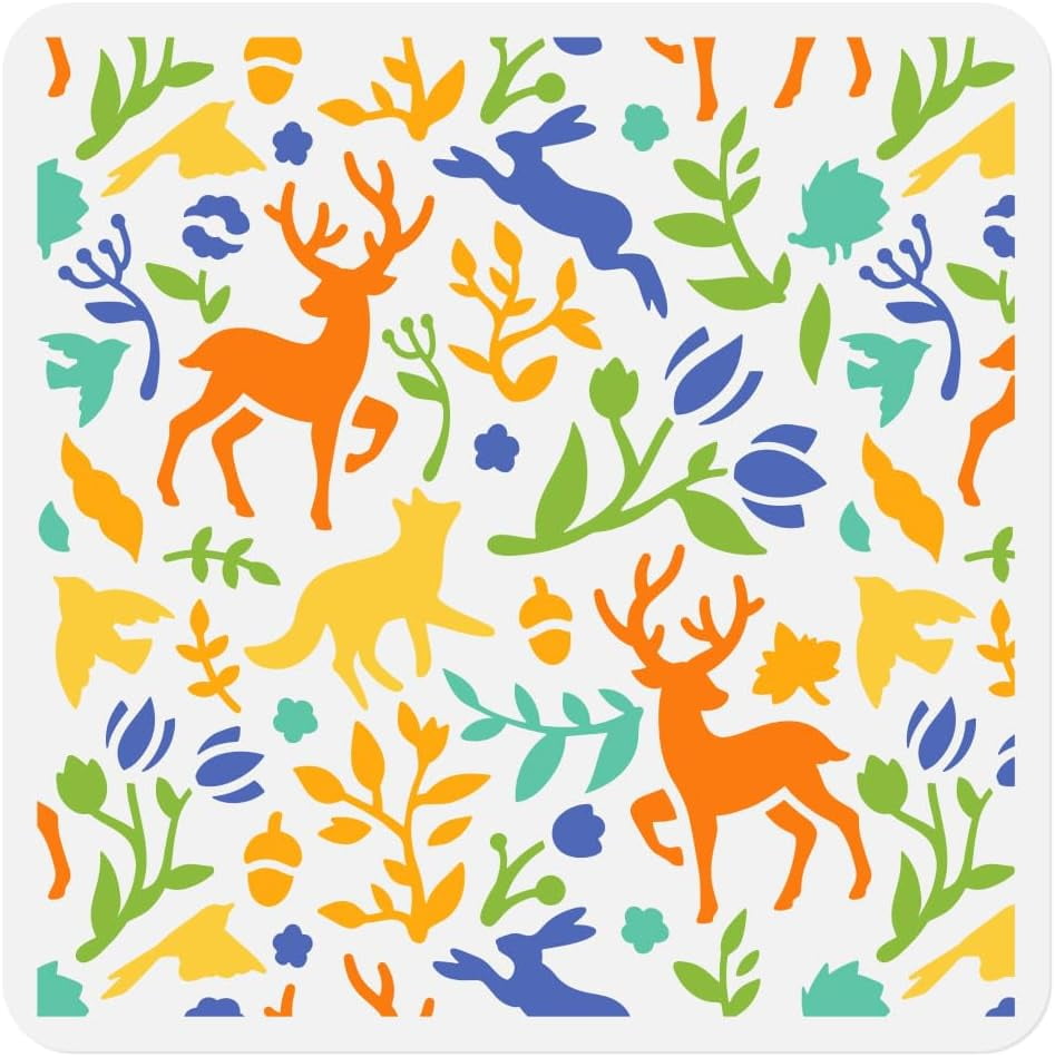 Forest Pattern Wall Stencil Template 11.8 x 11.8 Inch Reusable Plastic ...