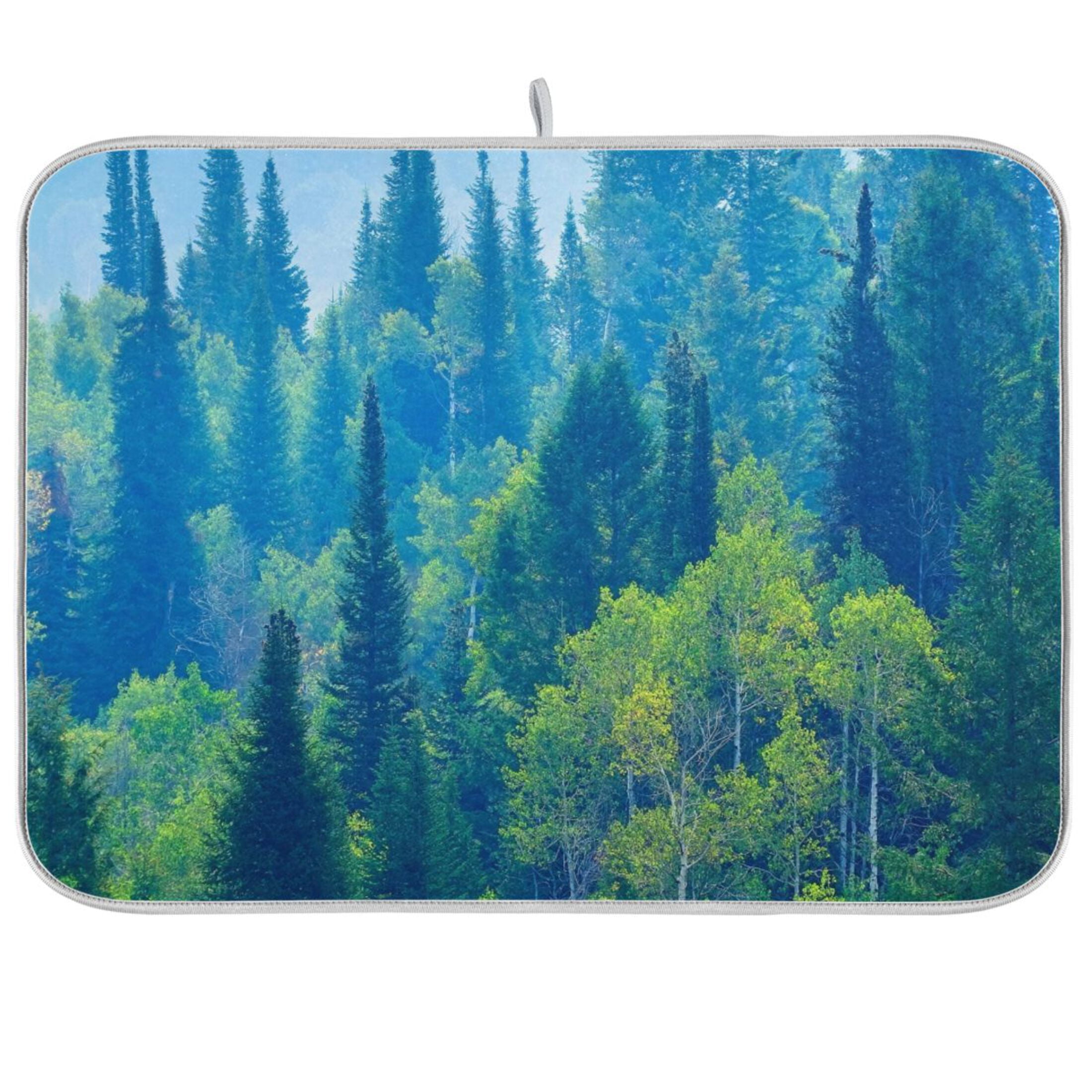 Forest Pine Trees Mountain Landscape Dish Drying Mat Microfiber Kitchen ...
