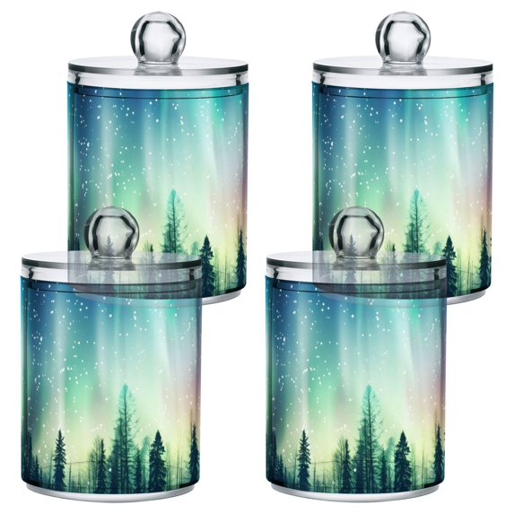 Forest Polar Lights Stars Trees Translucent Plastic Cans Storage ...
