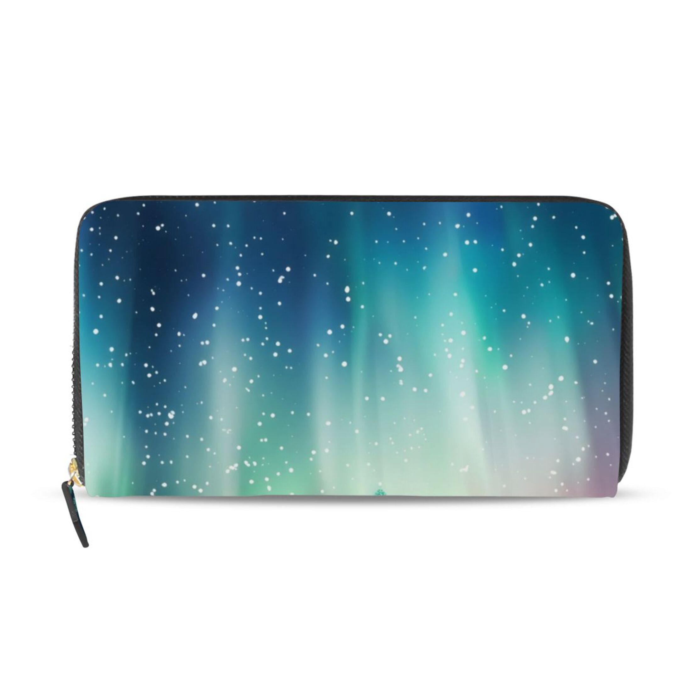 Forest Polar Lights Stars Trees Women's Long Zipper Wallet Bifold ...