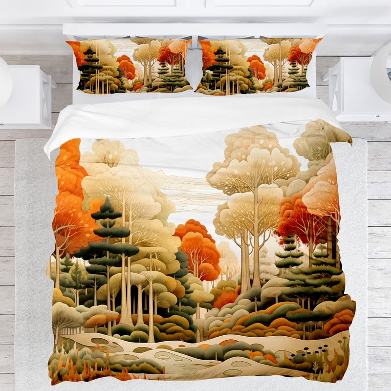 Forest Print Bedding Set, Modern Simple Unisex Bedding Set with 1 Duvet ...
