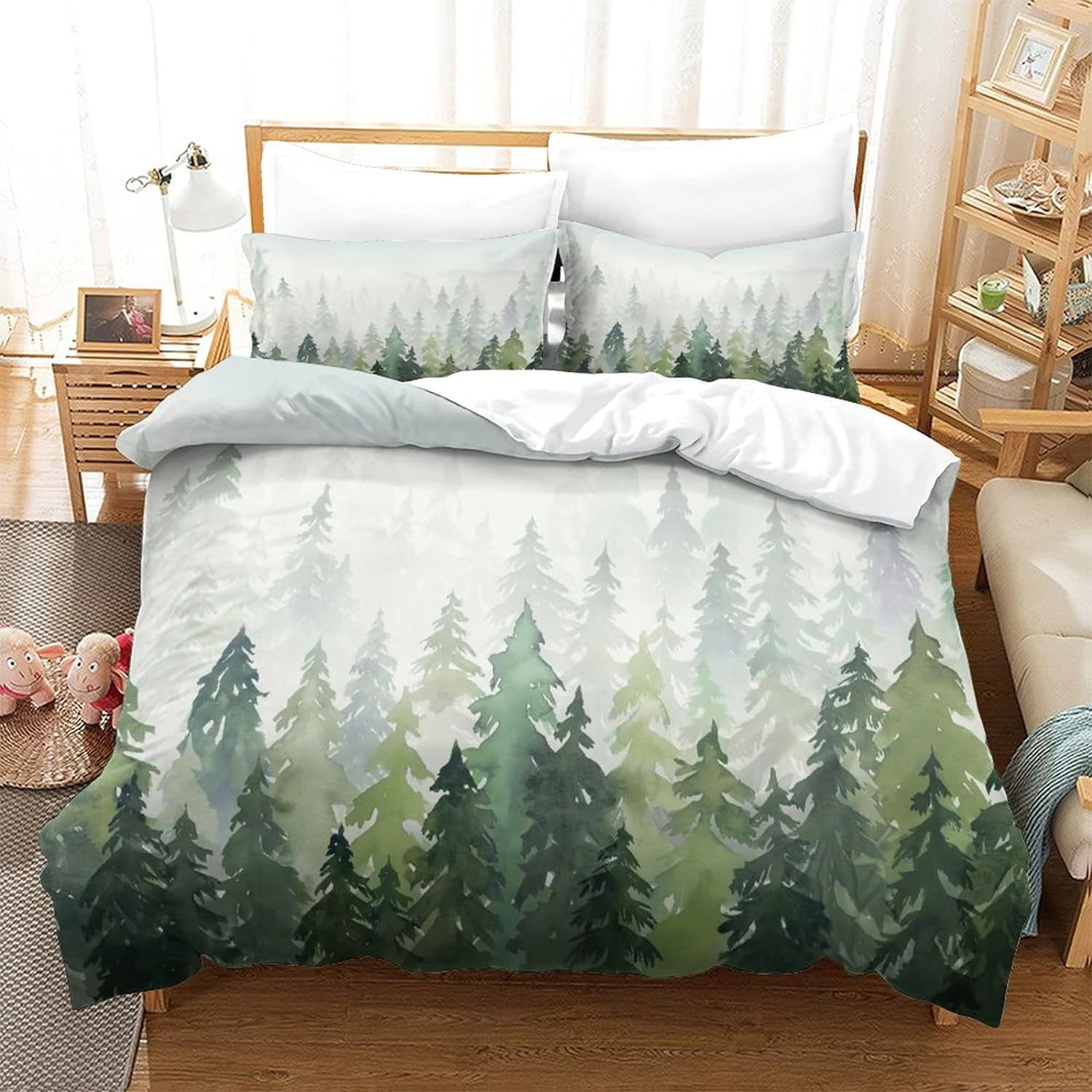 Forest Print Comforter Set, Room Decor Comforter Set Super Soft ...