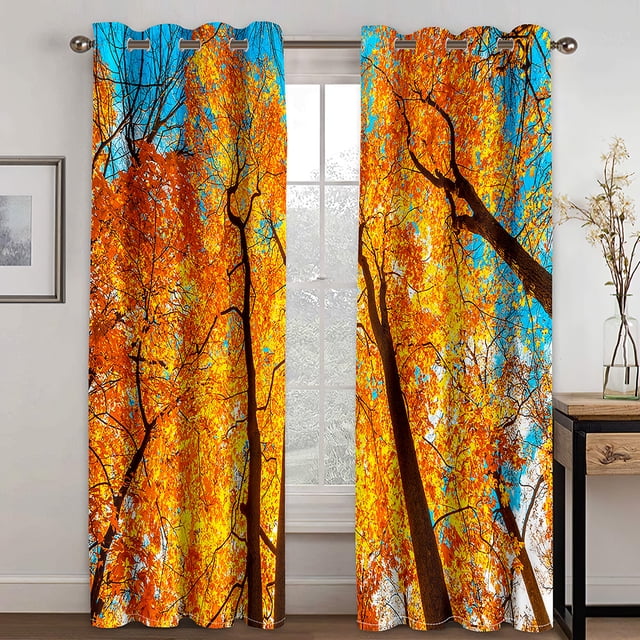 Forest Printed Curtains Jungle Tree Nature Scenery Window Drapes Living ...