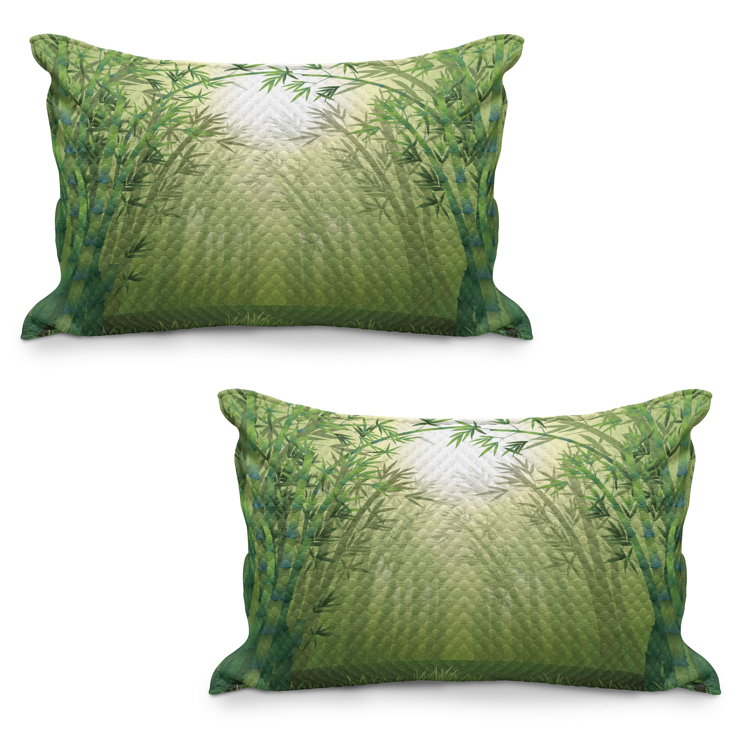 Forest Quilted Pillowcover Set of 2, Image of Exotic Trees in Rain ...
