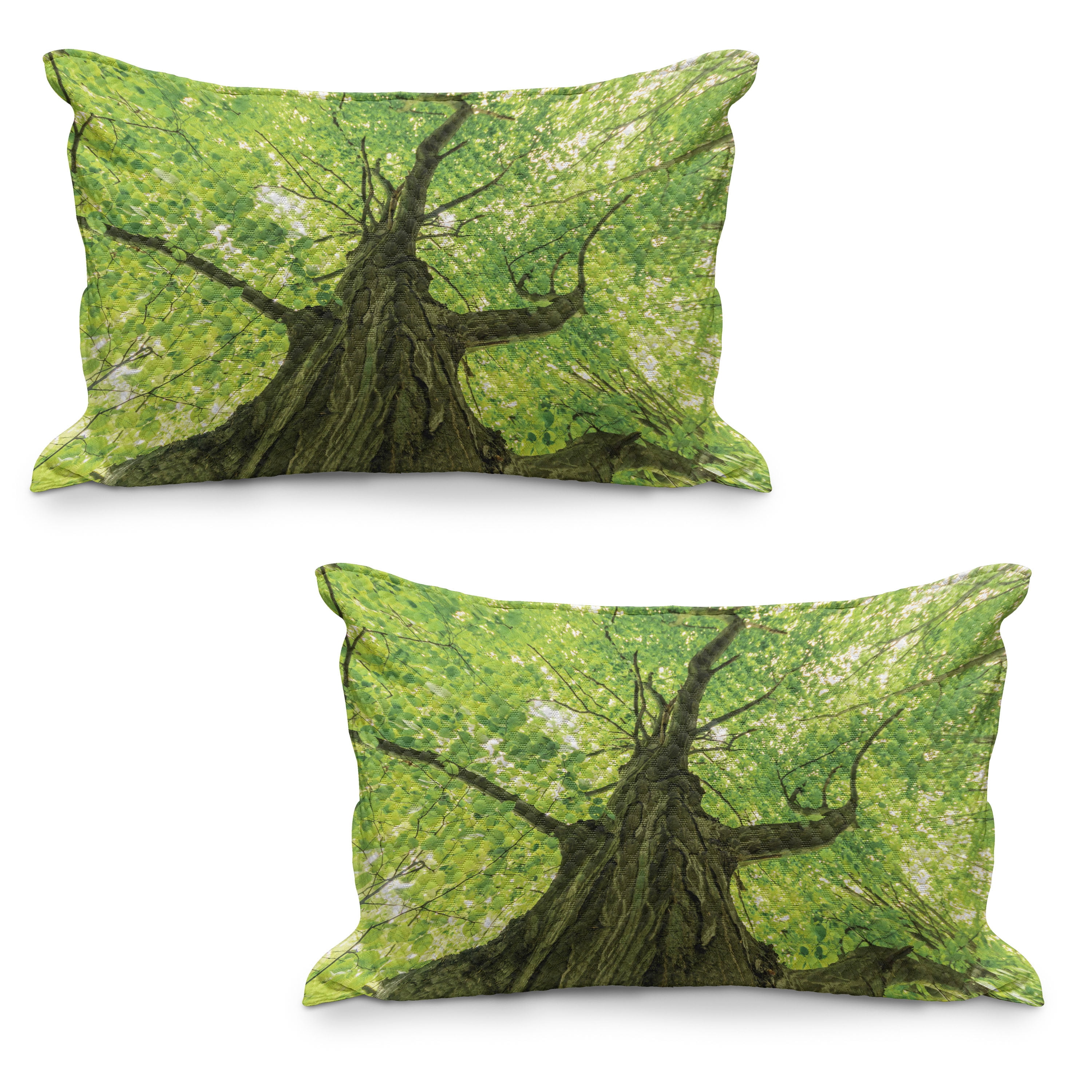 Forest Quilted Pillowcover Set of 2, Old Big Majestic Tree Environment ...