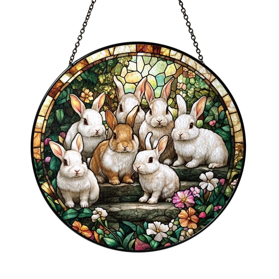 Forest Rabbit Glass Style Window Hanging - Walmart.com