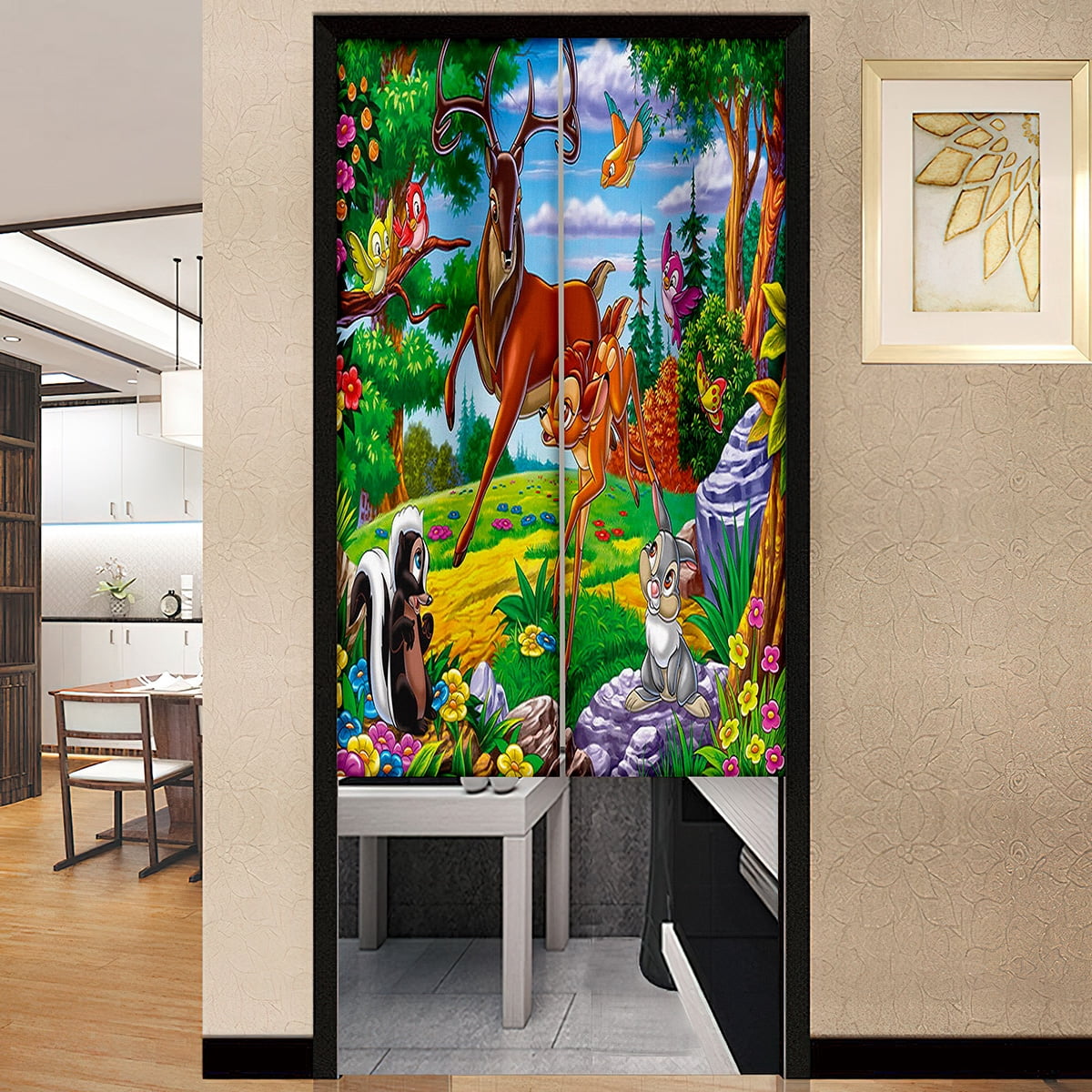 Forest Rabbit s Flower Landscape Door Curtain Dust Proof Living Room ...