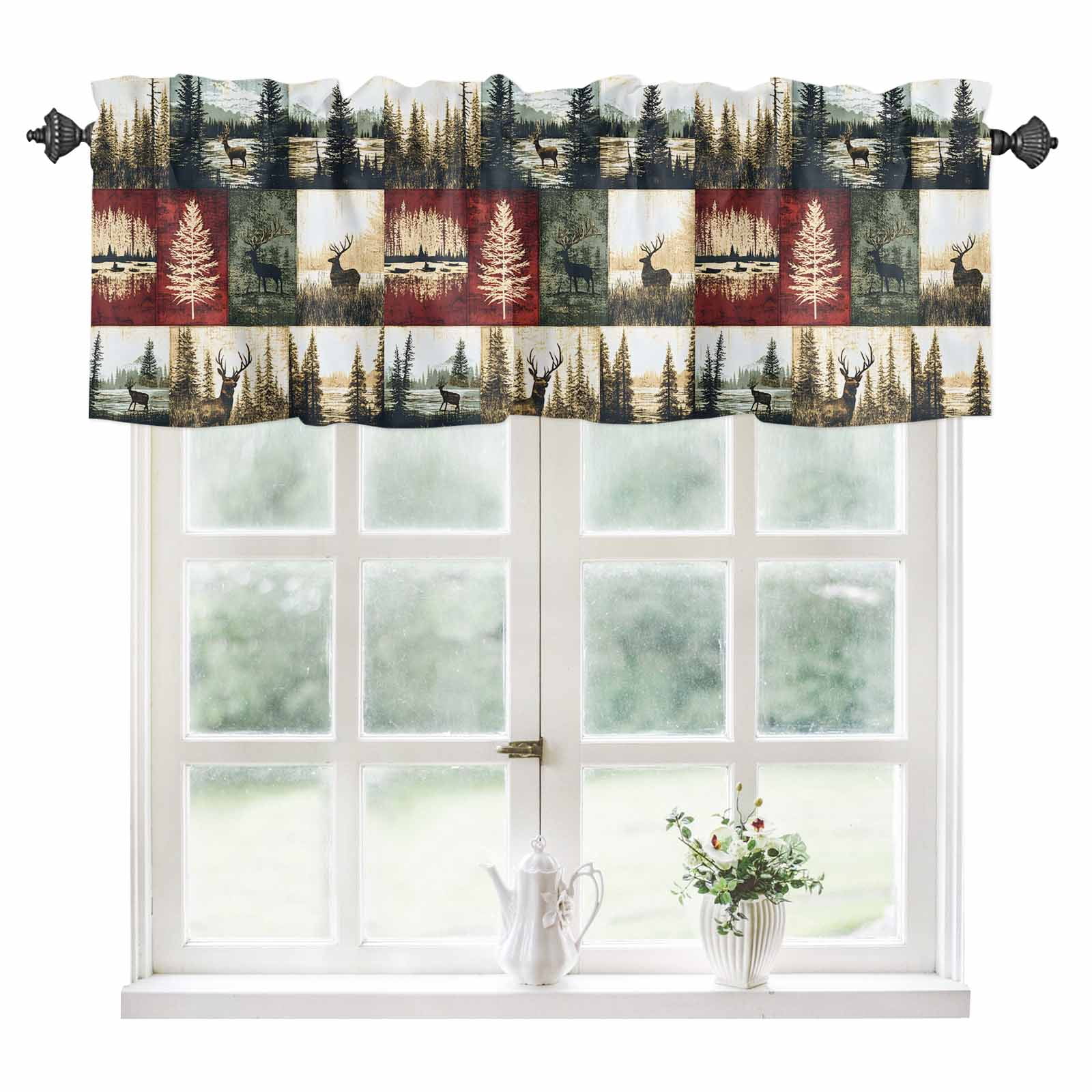 Forest Reindeer Kitchen Valances for Windows 60x18 Inch Kitchen ...