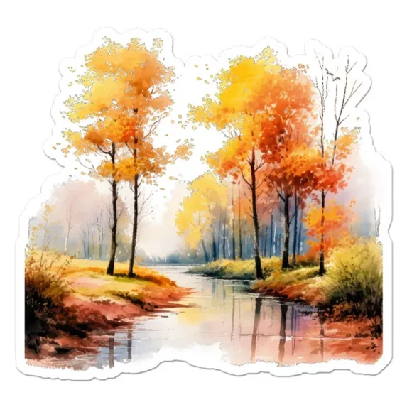 Forest River Landscape Sticker Indoor Outdoor Phone Decal Water Bottle ...