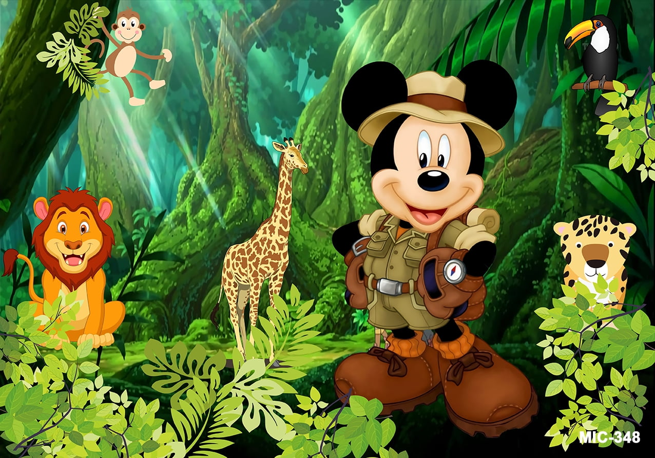Forest Safari Mickey Jungle Boys Birthday Party Backdrop Mickey Minnie ...