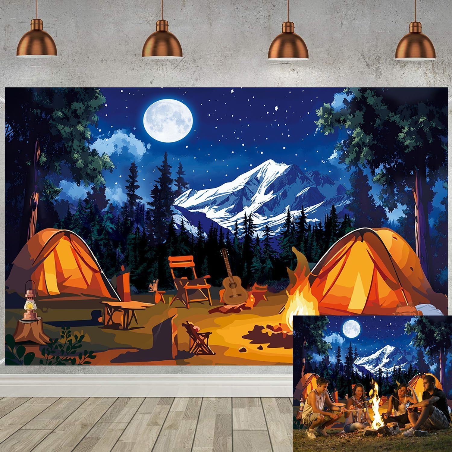 Forest Scene Backdrop Camping Campfire Tent Photography Background ...