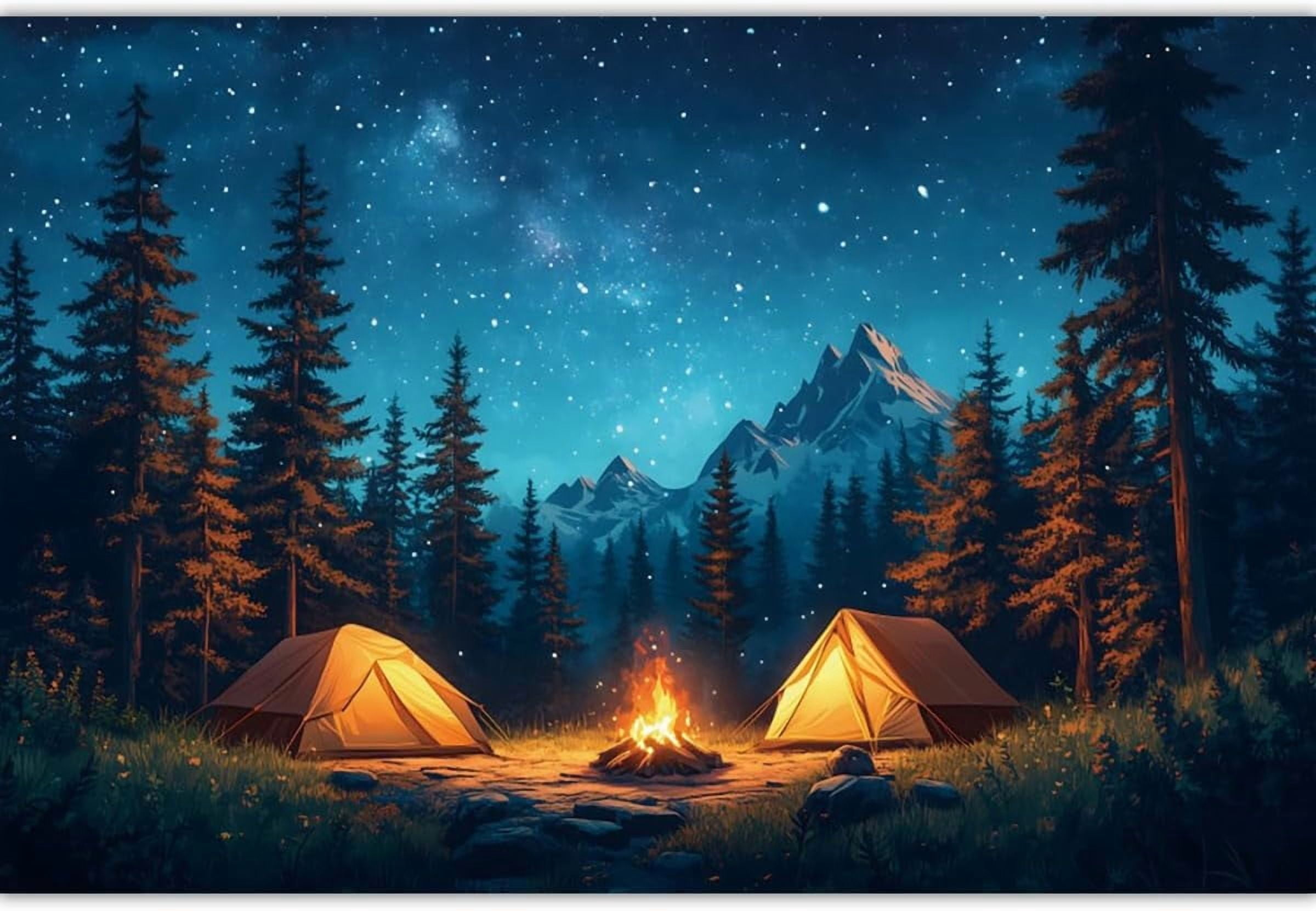 Forest Scene Camping Backdrop Campfire Tent Birthday Photography ...
