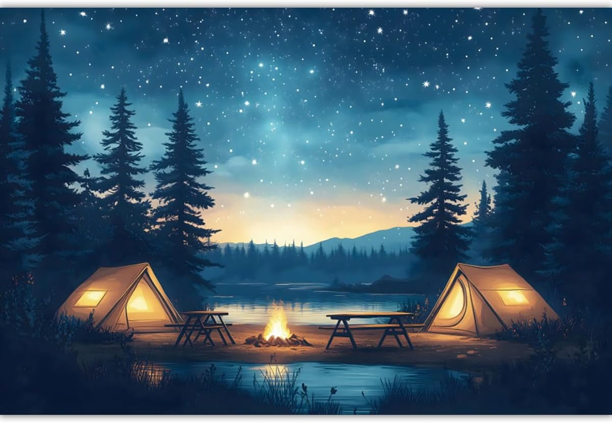Forest Scene Camping Backdrop Campfire Tent Birthday Photography ...