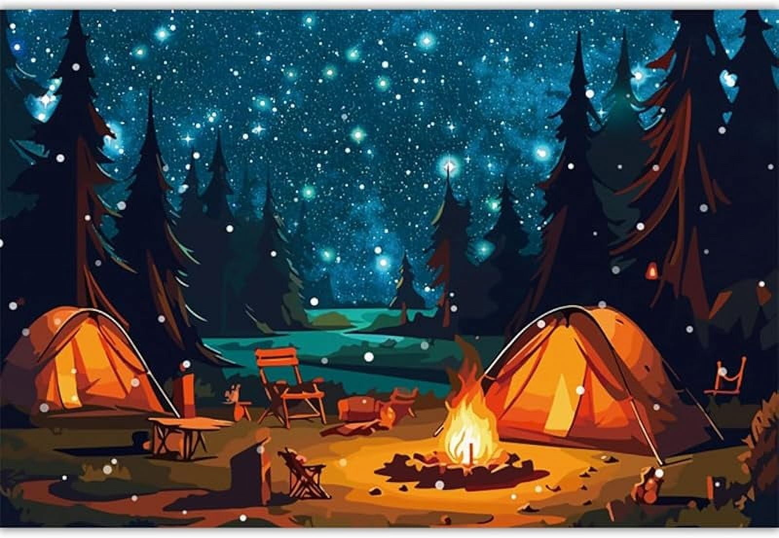 Forest Scene Camping Backdrop, Camping Photography Background for ...