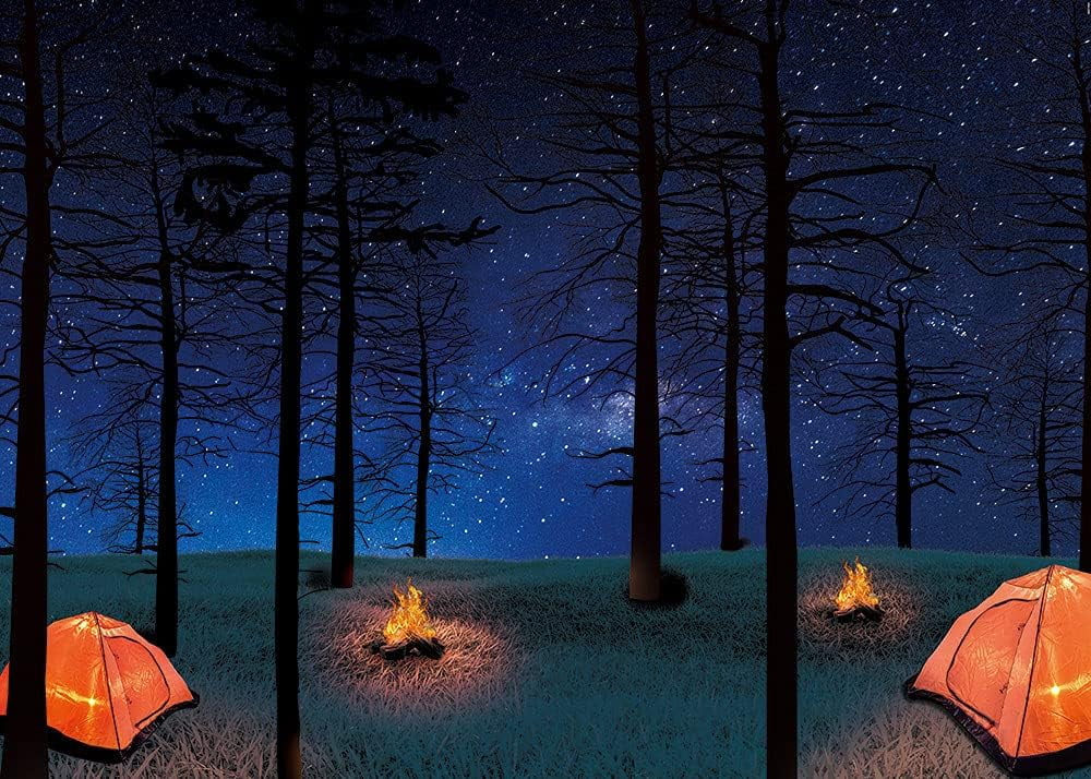 Forest Scene Camping Photo Banner Fake Campfire Decoration Camper ...