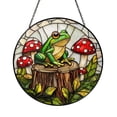 Forest Scene Stained Glass Suncatcher – Frog and Mushroom Window Art ...