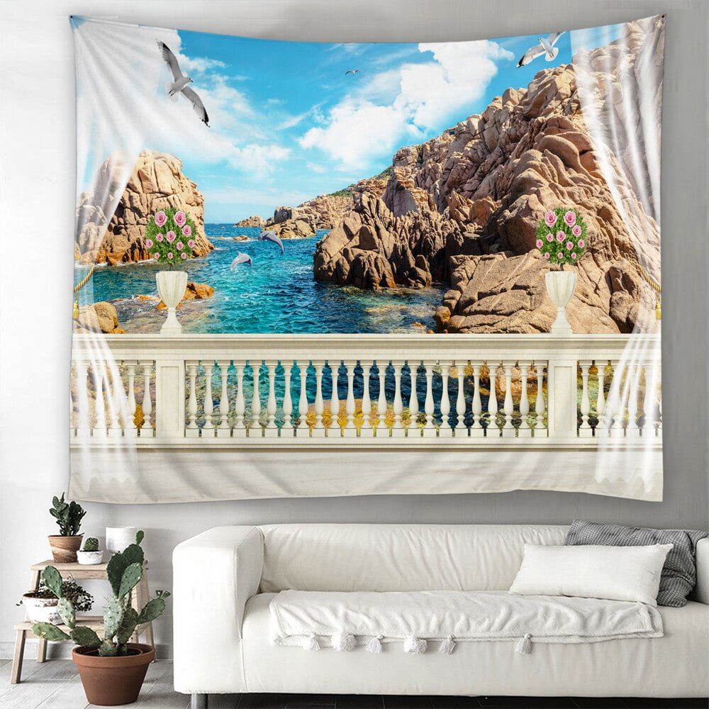 Forest Scenery Outside The Door Tapestry Hippie Wall Hanging Large ...