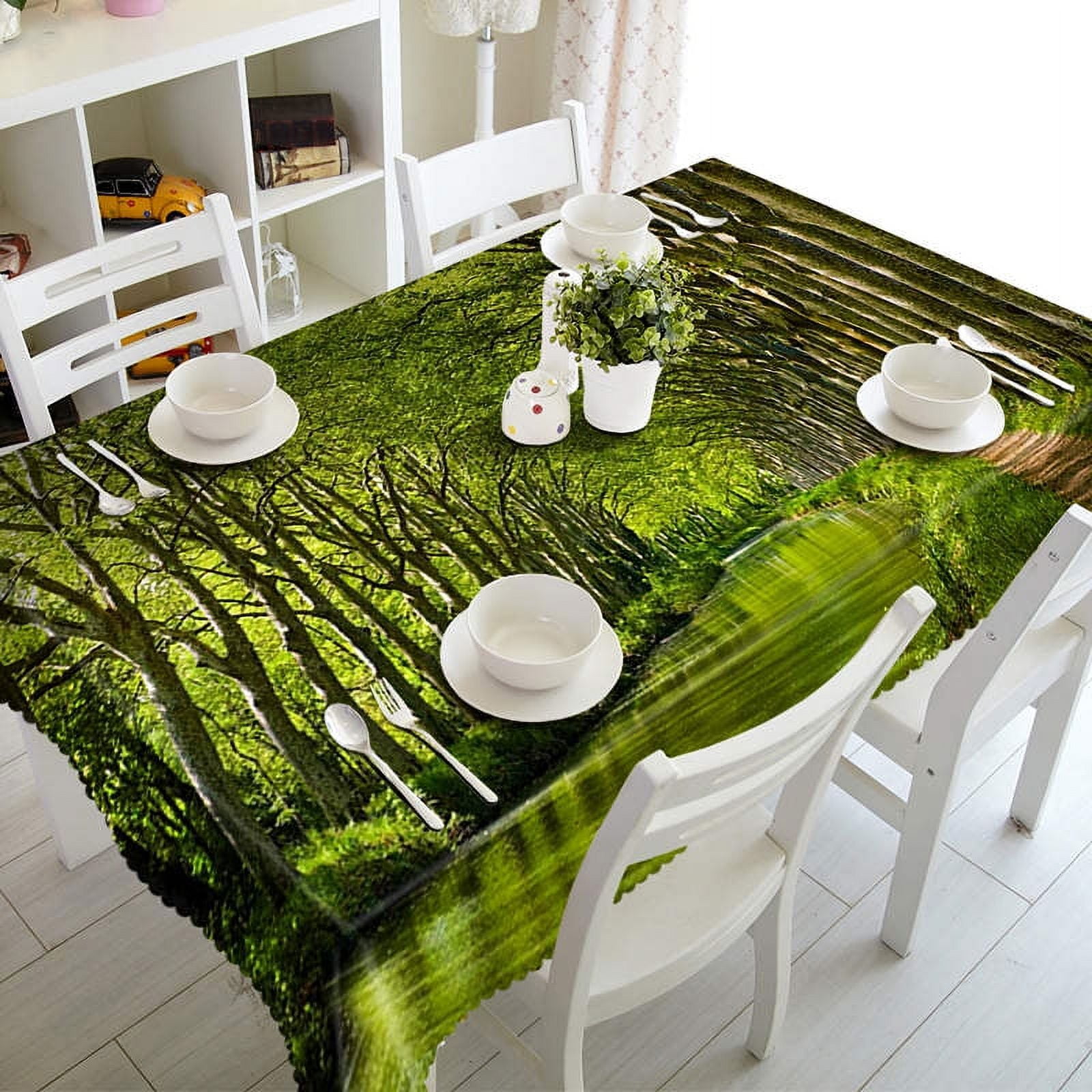 Forest Scenery Printing Rectangular Tablecloth for Dining Table Home ...