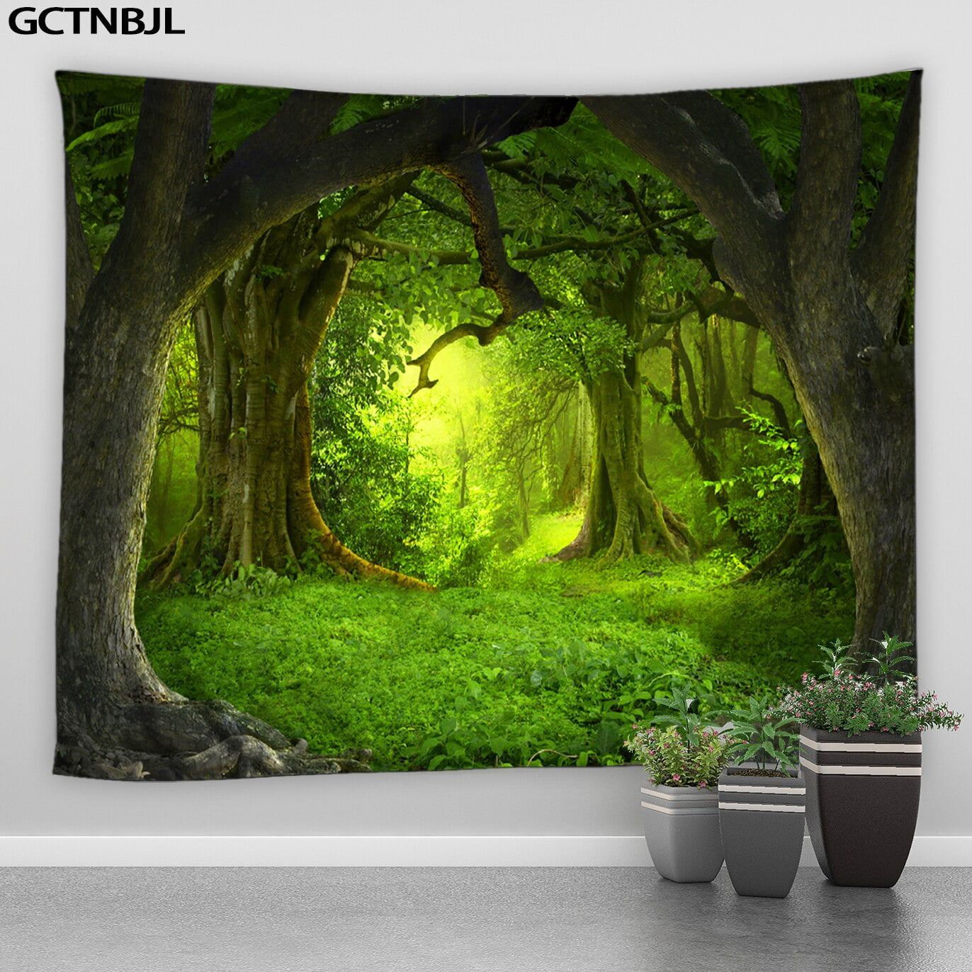 Forest Scenery Tapestry Nature Tree Cave Tapestry Wall Hanging Misty ...