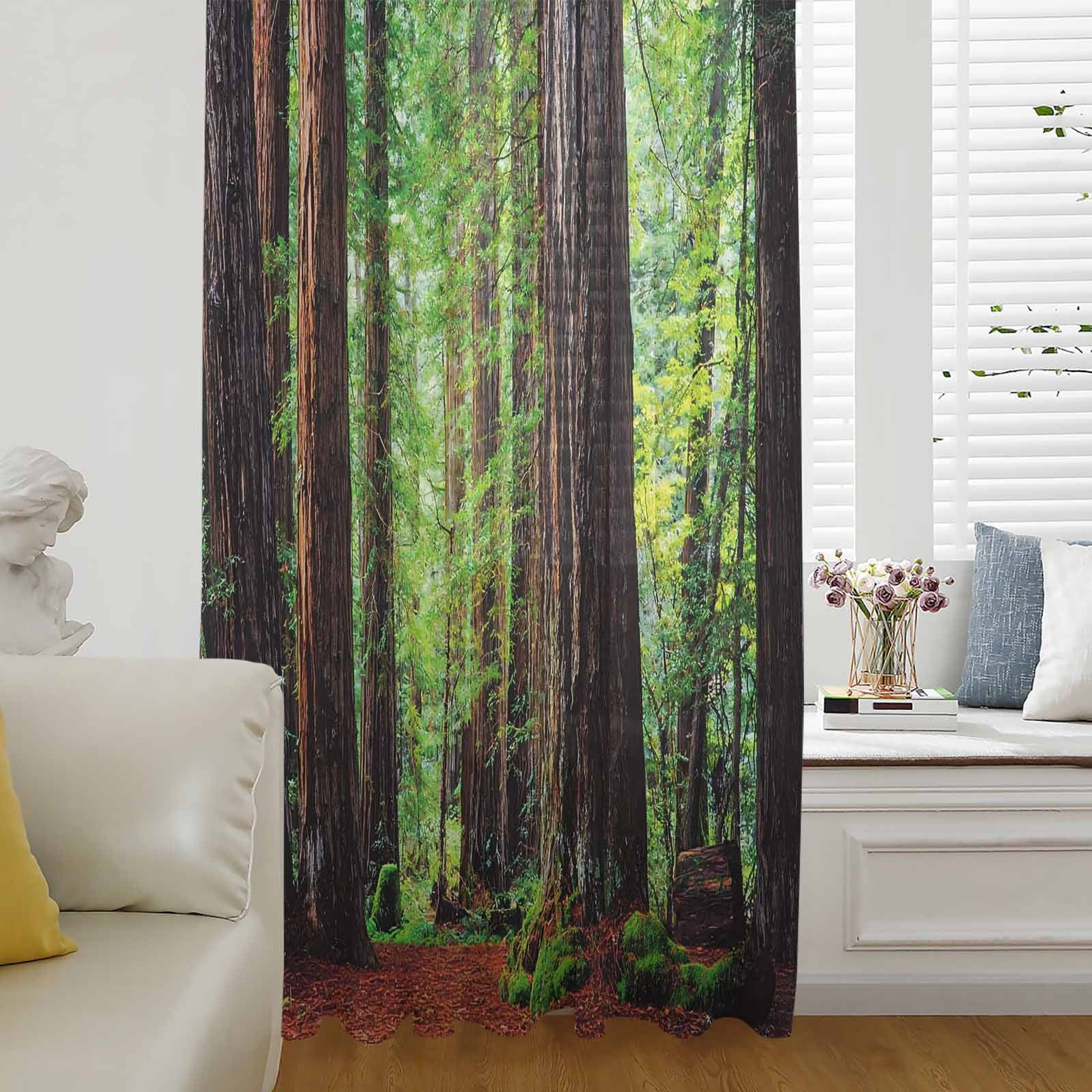 Forest Semi Sheer Curtains Drapes for Living Room, Bedroom, French ...