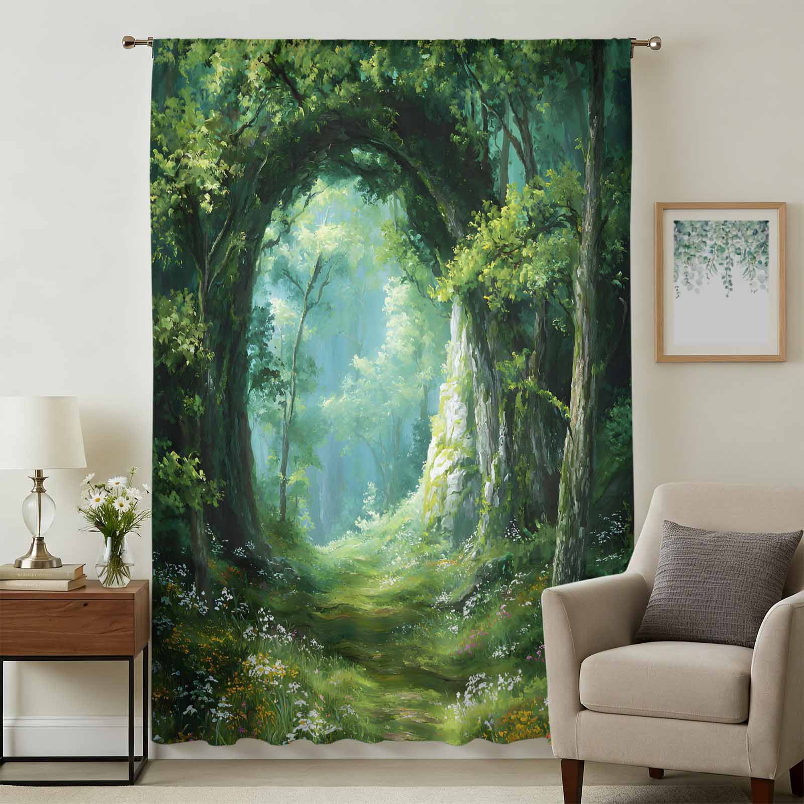 Forest Sheer Curtains 63 Inches Long, Nature Green Tree Spring Scenic ...
