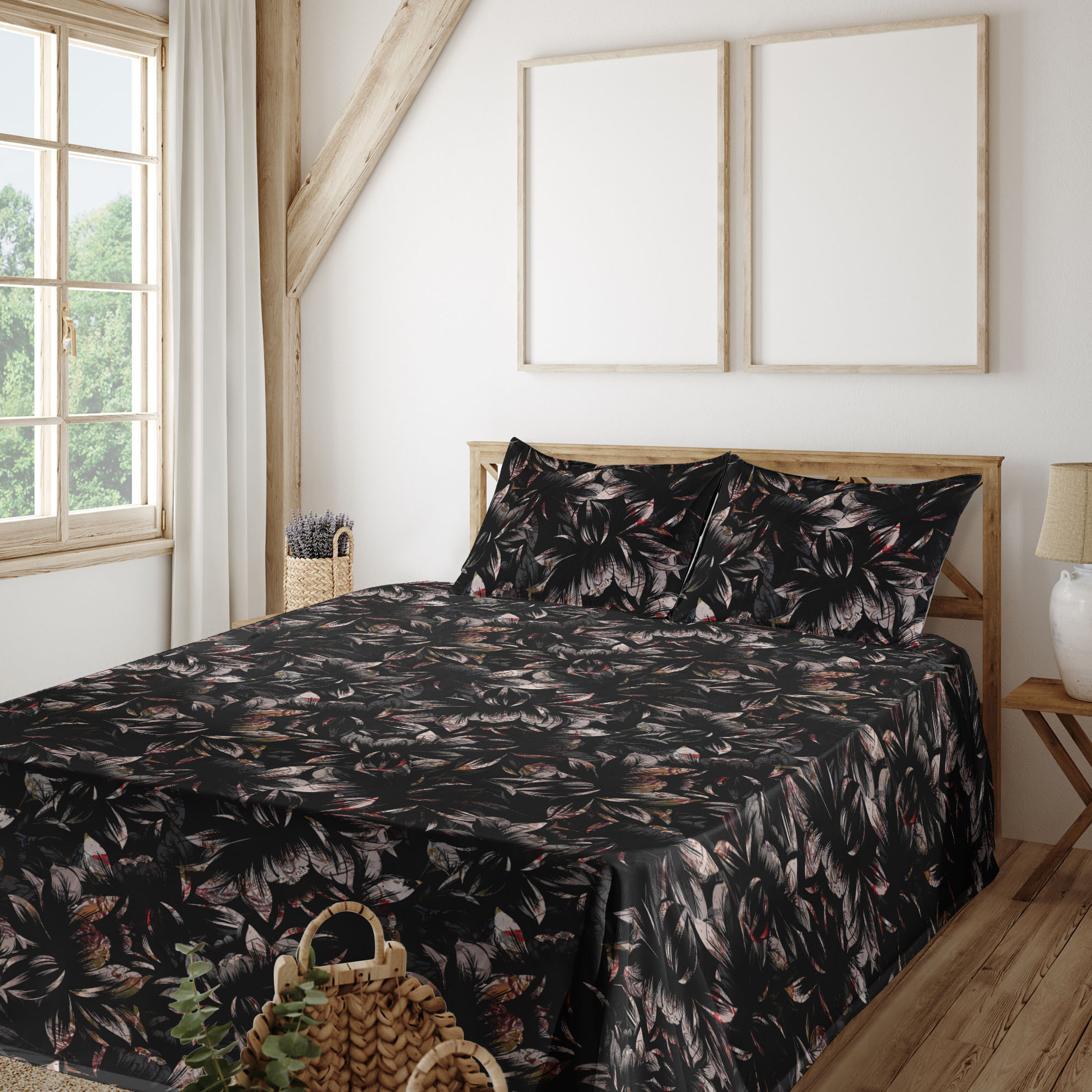 Forest Sheet Set, Wild Nature Inspired Retro Vibe Floral Drawings on ...