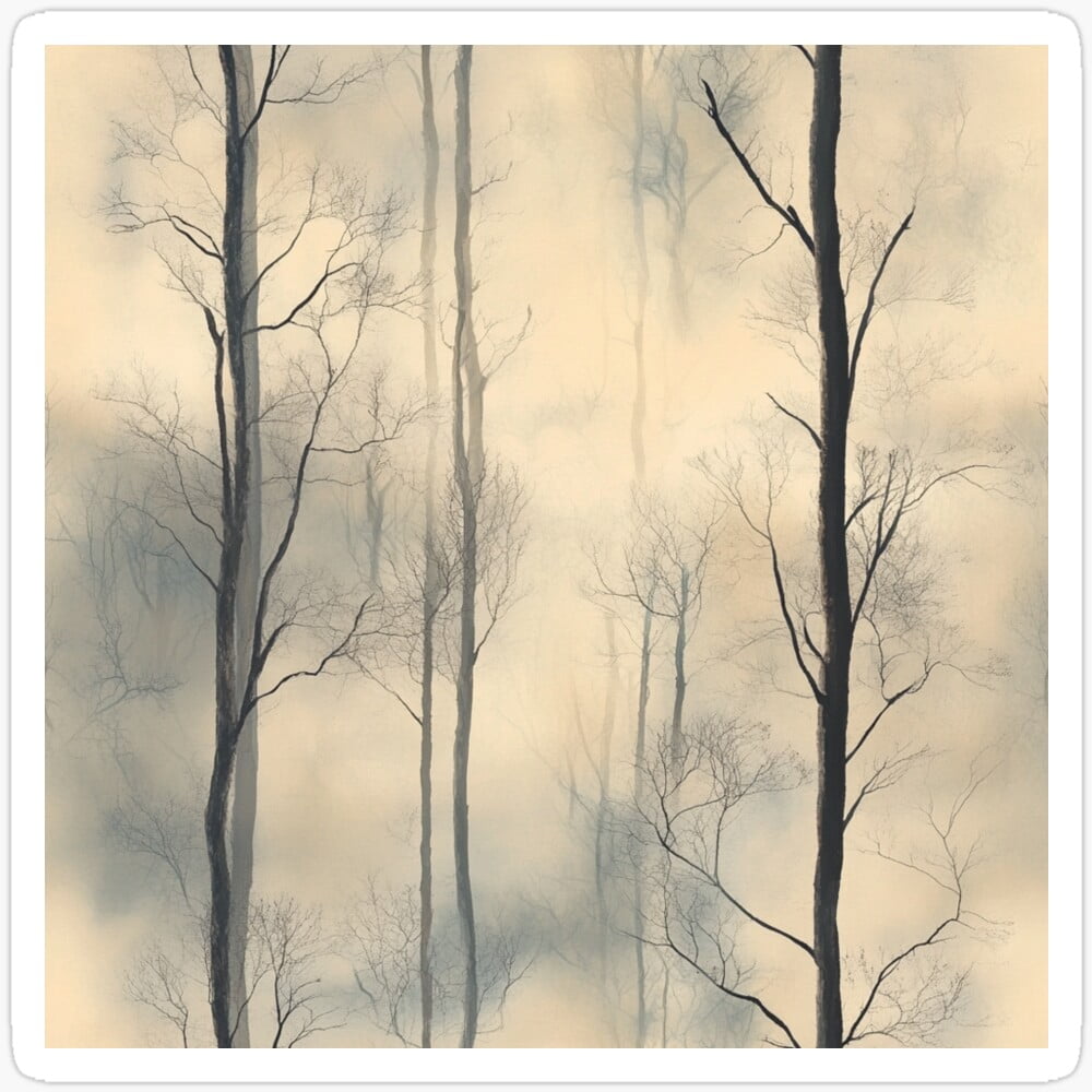 Forest Shrouded In Autumn Mist Sticker Kir-416 - Walmart.com