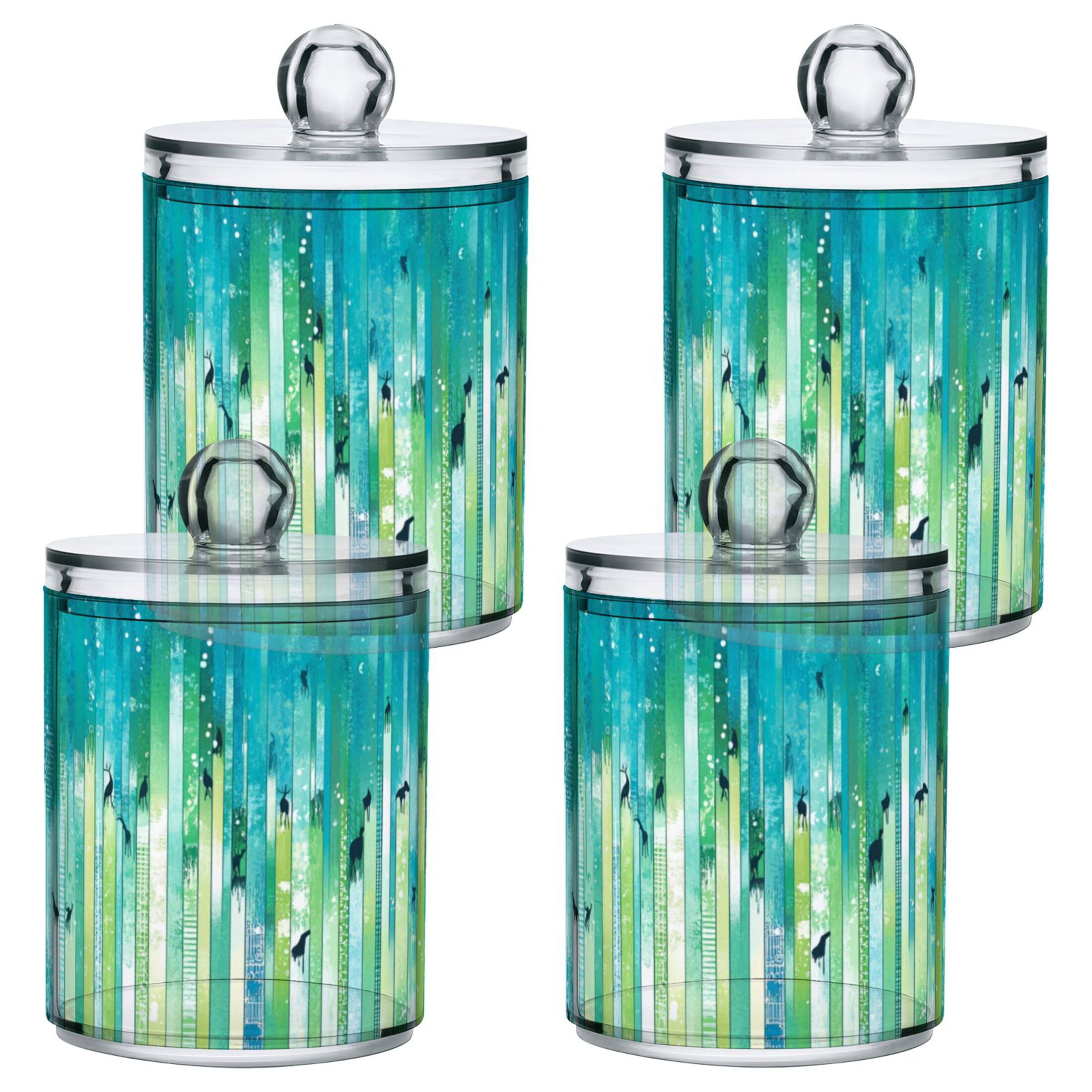 Forest Silhouette Design Bathroom Canisters Set of 4 Translucent ...