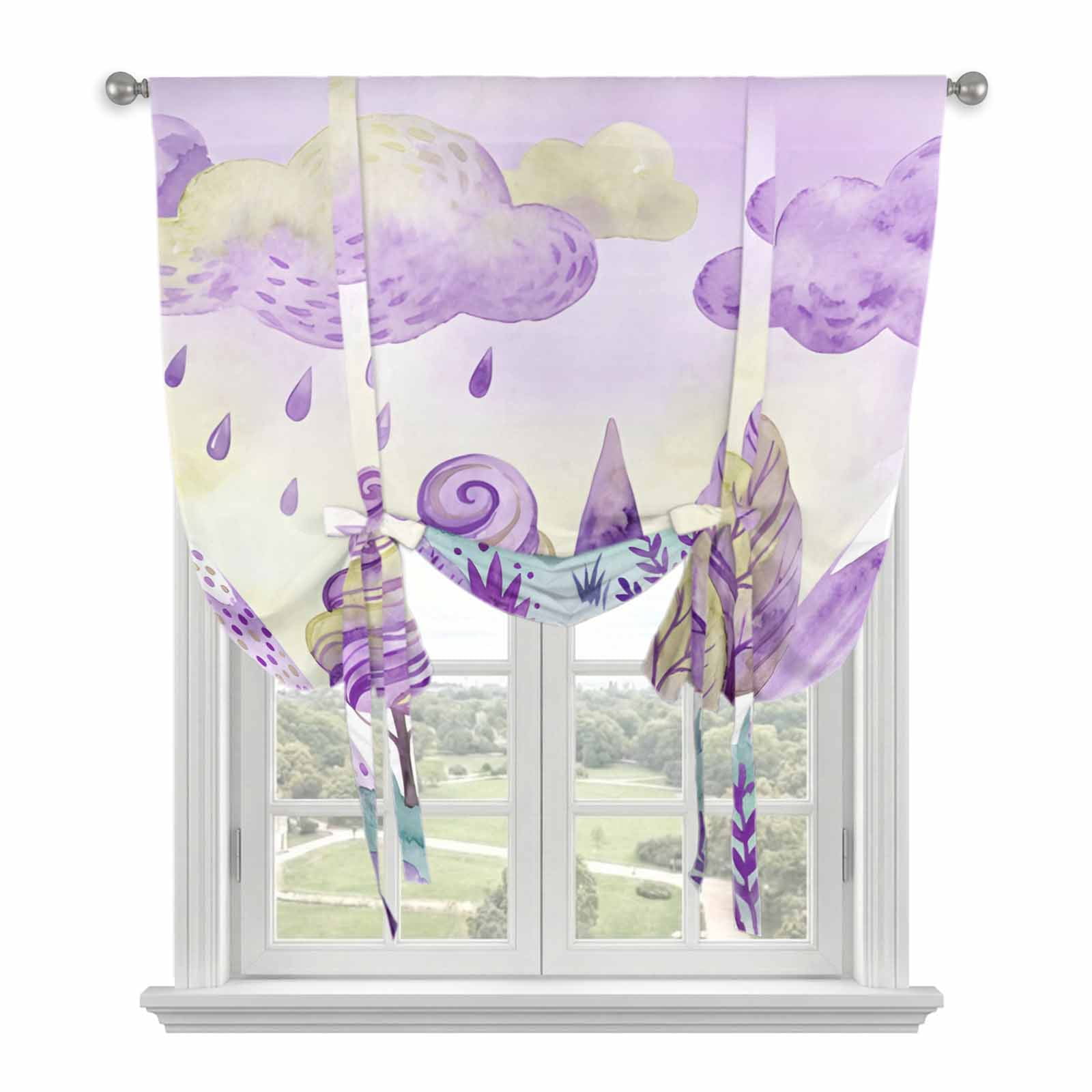 Forest Simple Line-drawing Tie Up Curtains for Window, Thermal ...