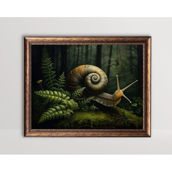 Forest Snail, Dark Cottagecore Poster, Green Academia Wall Art ...