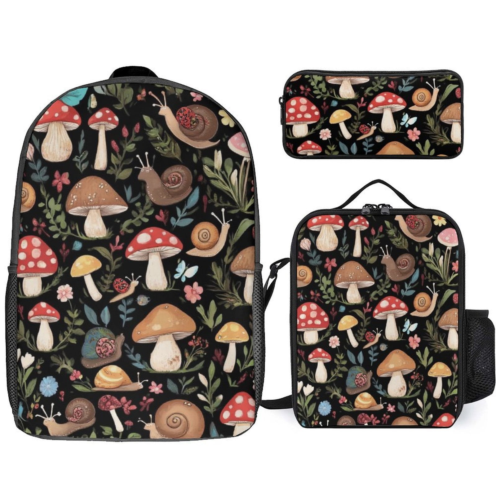 Forest Snails & Mushrooms Pattern 3D Printed 3pcs/Set Bags Laptop ...