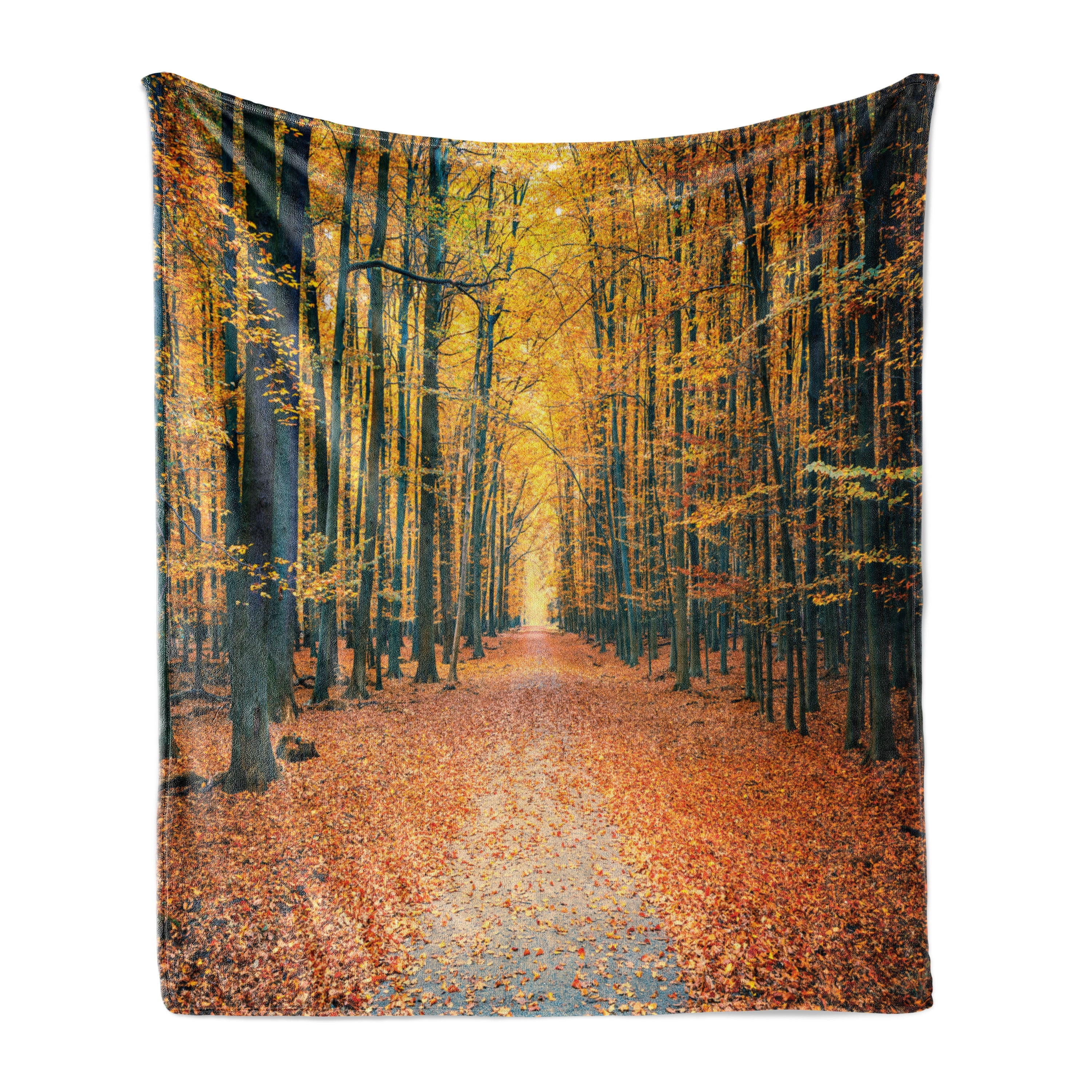 Forest Soft Flannel Fleece Blanket, Romantic Autumn Alley in the Woods ...