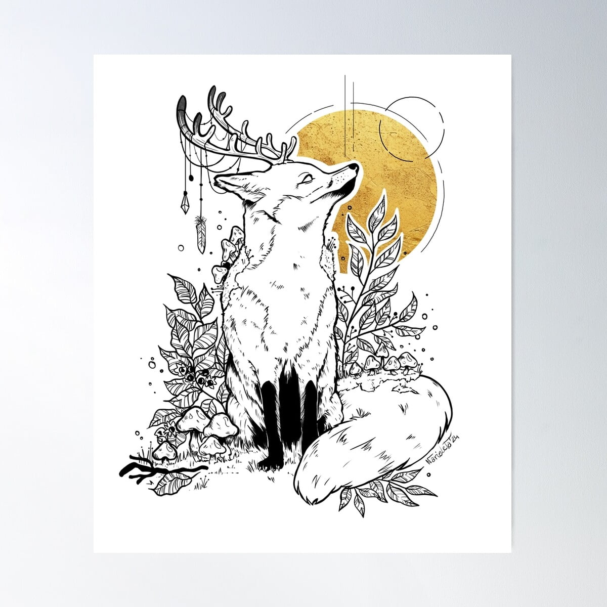 Forest Spirit. Fox With Antlers. Teumessian Fox. Paganism. Poster Wall ...