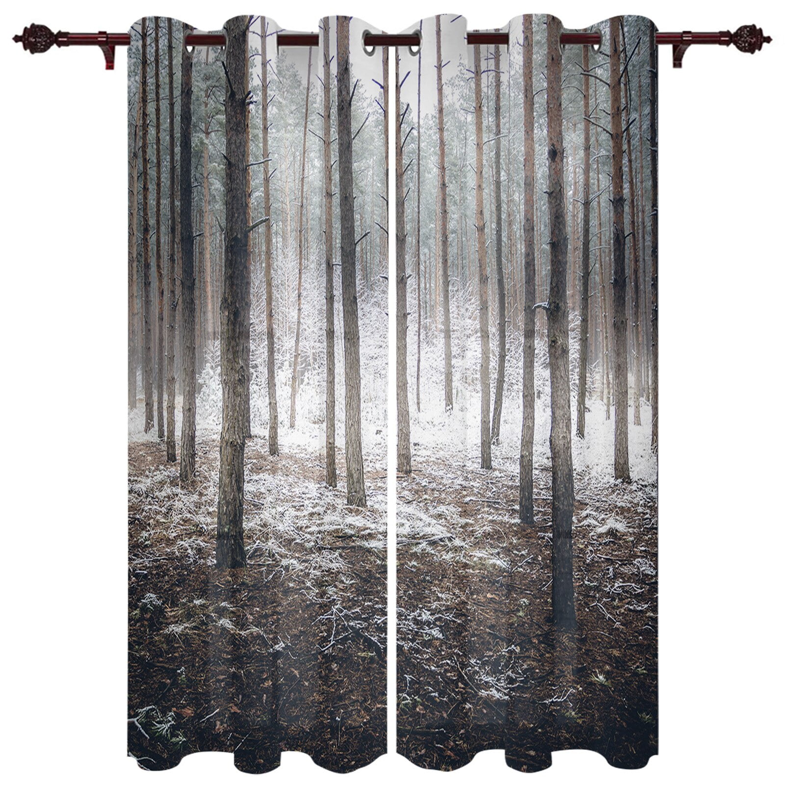Forest Spooky Jungle Snow Tree Branch Curtains for Kid Bedroom Modern ...