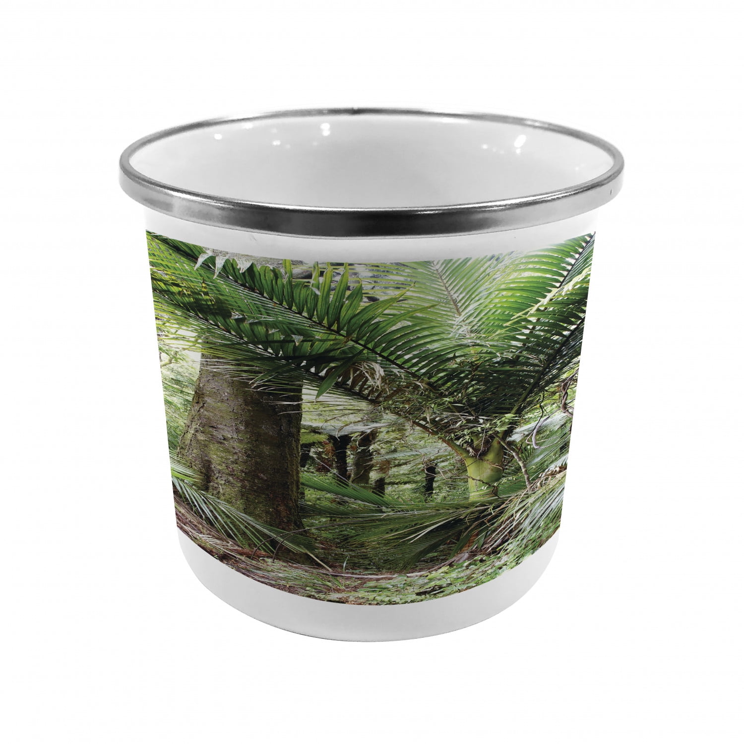 Forest Steel Camping Mug, Lush Foliage Tropical Jungle South American ...