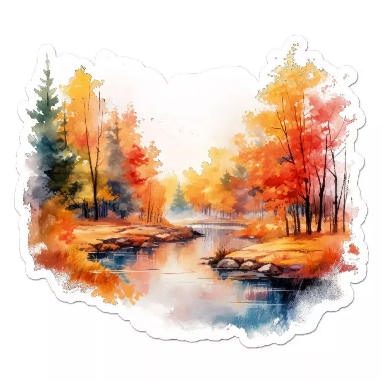 Forest Stream River Sticker Indoor Outdoor Phone Decal Water Bottle ...