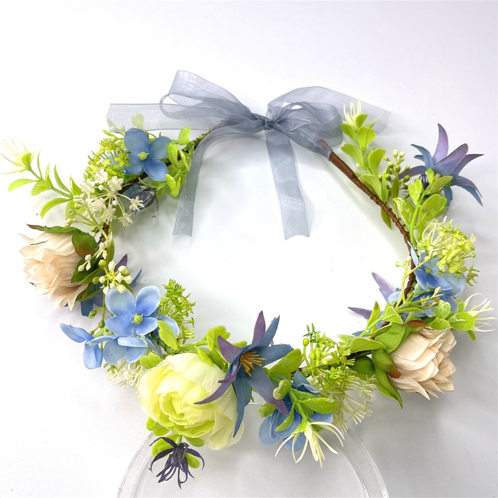 Forest Style Artificial Wreath Headband Blue Girls Flower Crown Flower ...