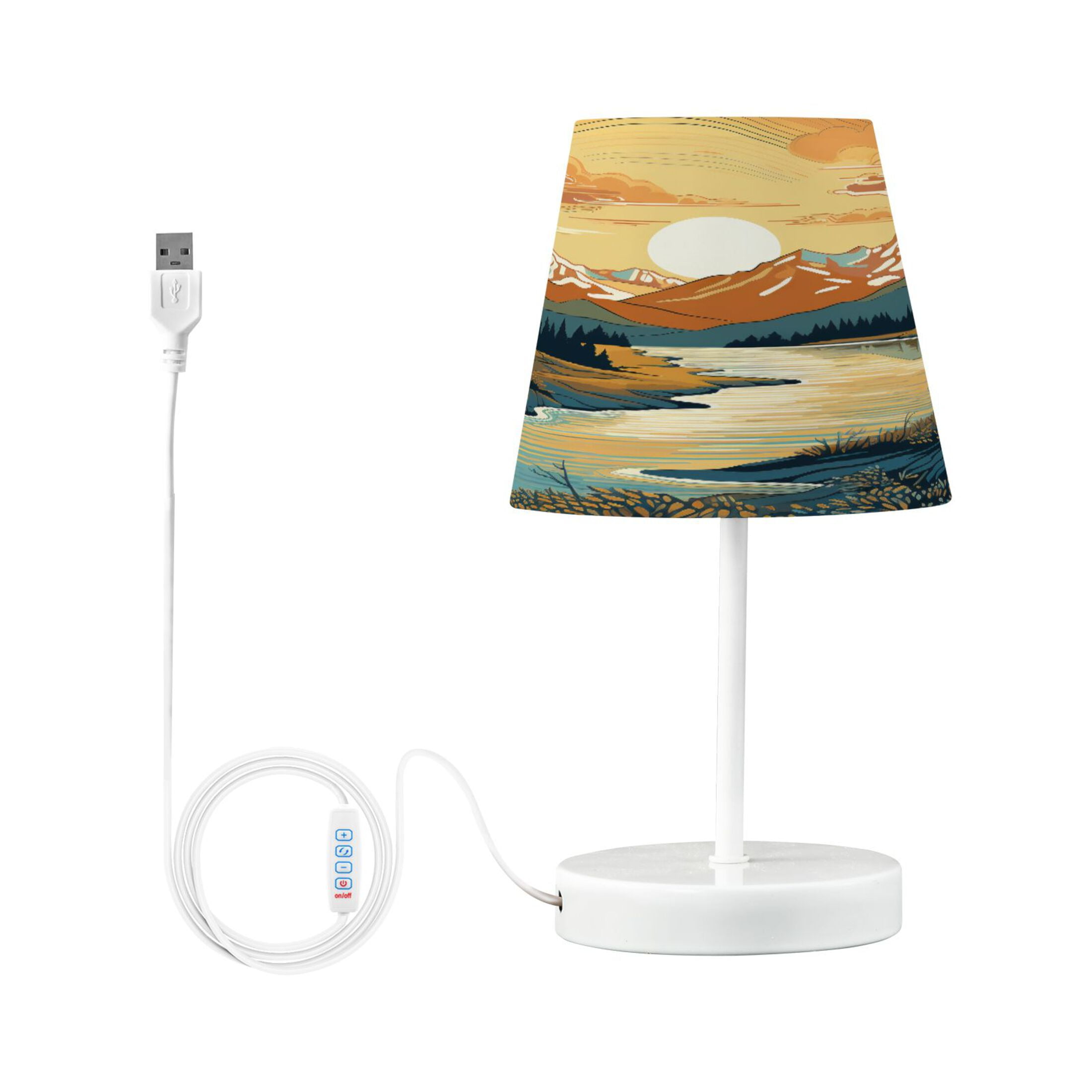 Forest Sunrise Lack Mount Desk Lamp LED Table Nightstand Lamps with 3 ...