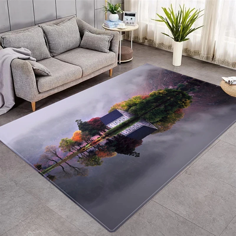 Forest Sunrise Scenery Carpet Natural Landscape Rugs for Home Living ...