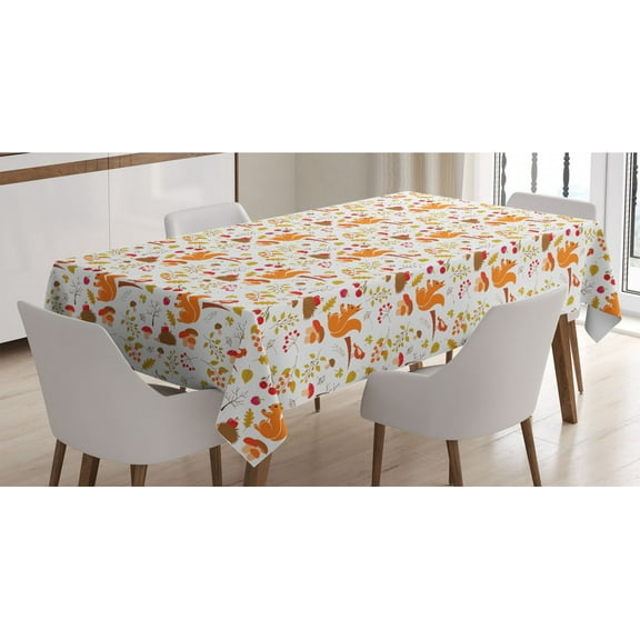 Acorn Tablecloth, Oak Leaves with Acorns Colorful Abstract Autumn ...