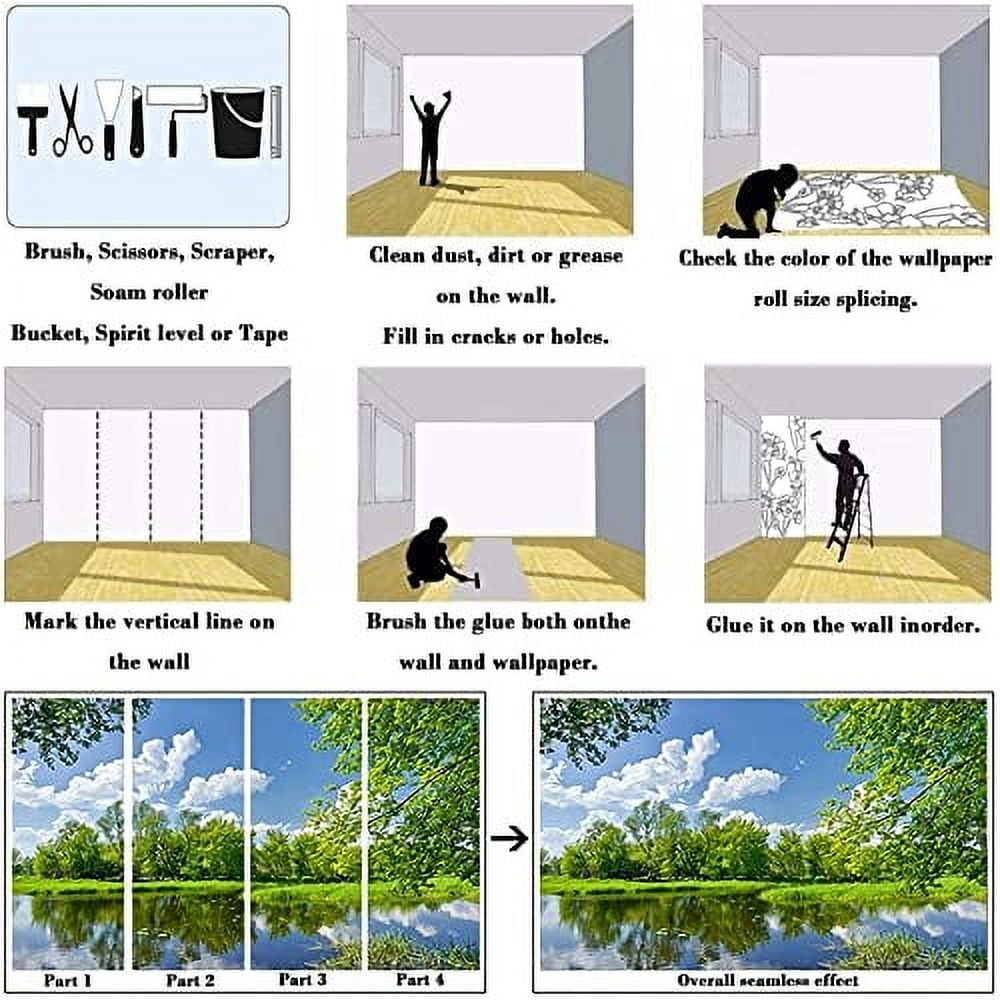 Forest Themed Ceiling Blue Sky White Clouds 3D Wall Murals Wallpaper ...