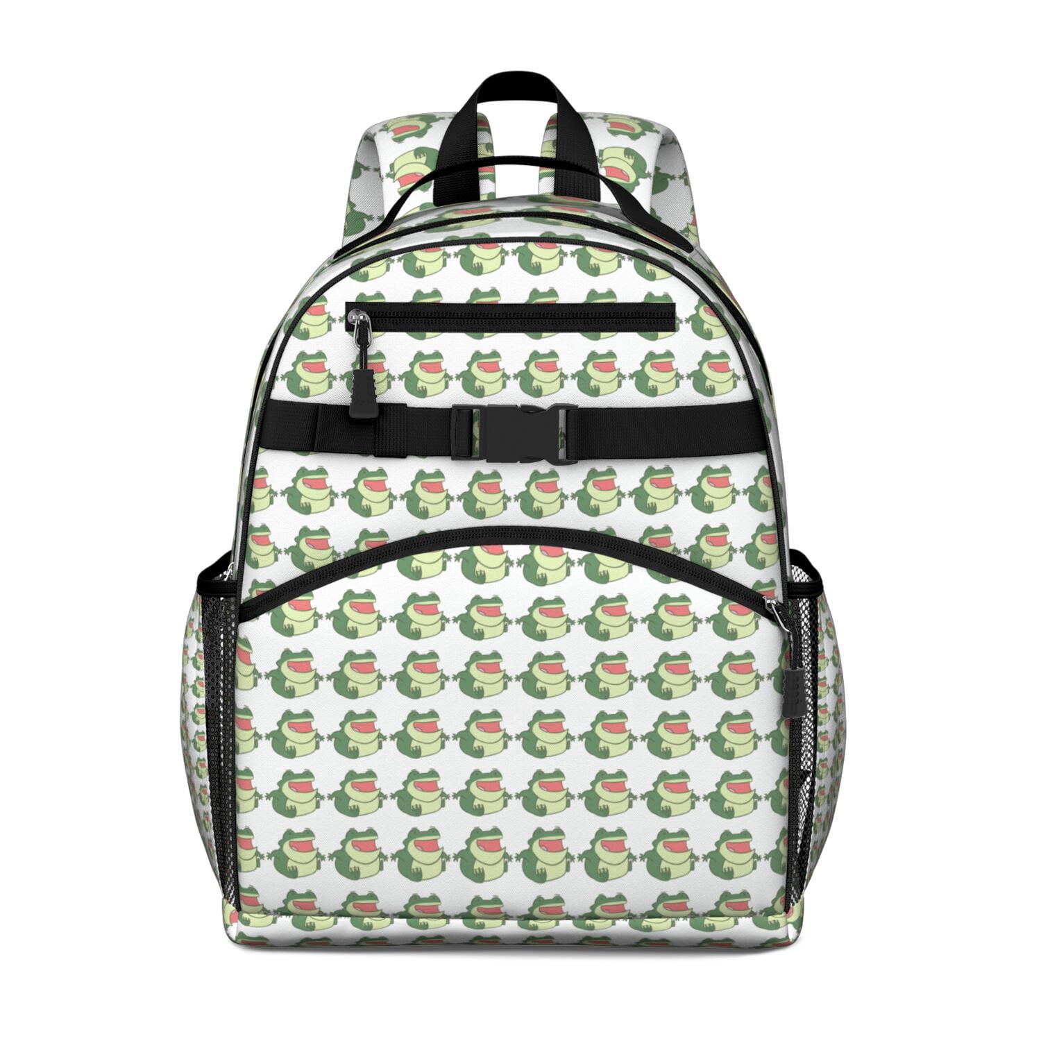 Forest-Themed Green Frog School Backpack - Ergonomic Design with Chest ...