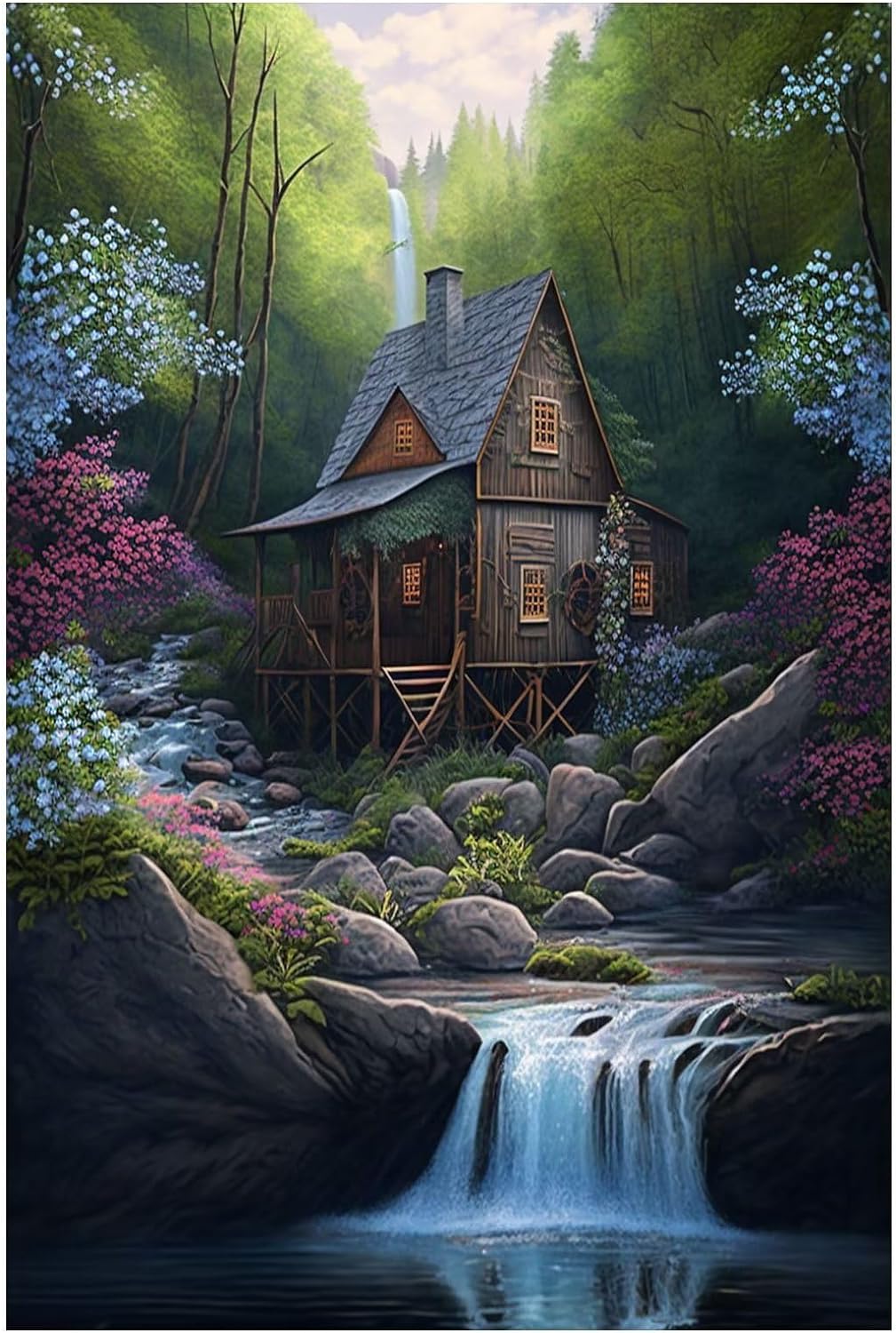 Forest Tin Sign Waterfall Kitchen Decor Poster - Forest Cabin Poster ...
