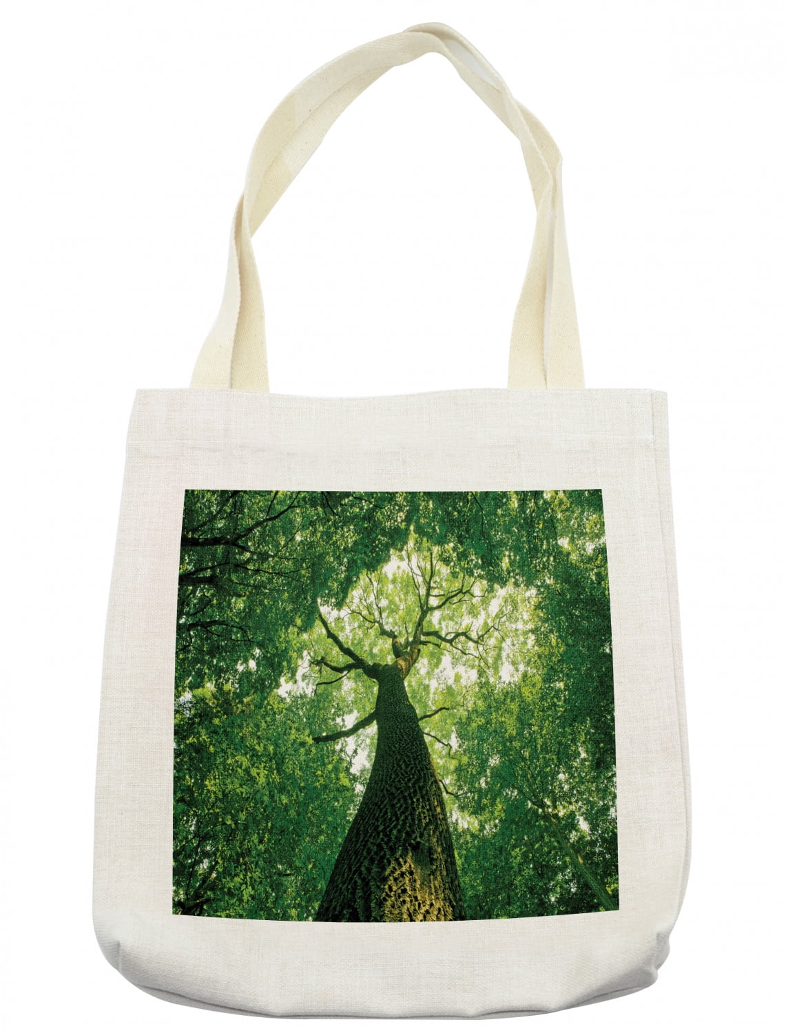 Forest Tote Bag, Tall Old Tree View Sun Rays Top Branches Leaves Nature ...